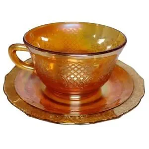 Carnival Glass | Kitchen | Vintage Carnival Glass Teacup Saucer Orange ...